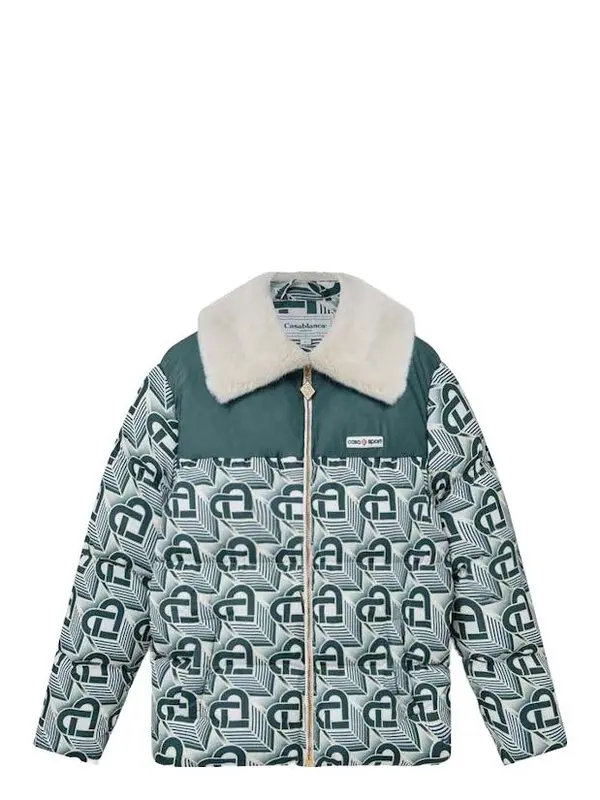 Casablanca Heart Monogram Puffer Jacket - White/green
