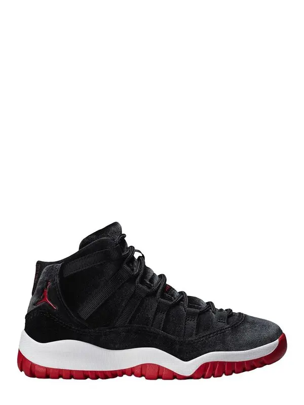JORDAN 11 Retro Bred Velvet Preschoolers Sneakers - Black/gym Red/white