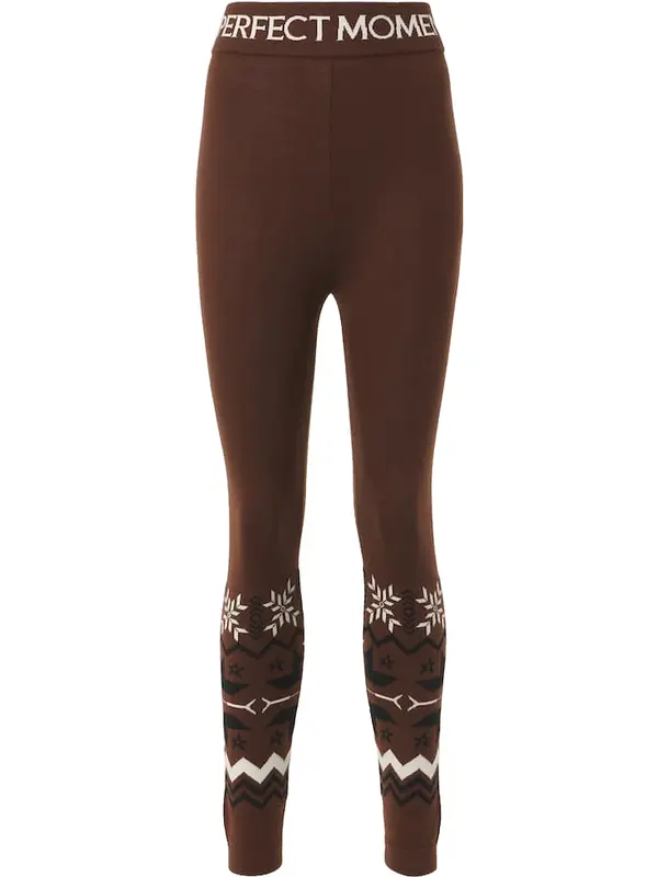 Perfect Moment Nordic Intarsia High-rise Wool Leggings - Brown