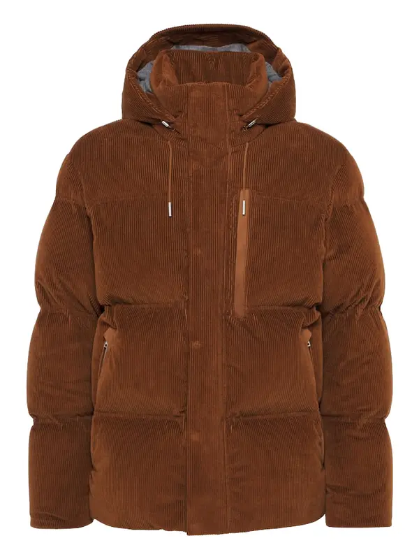 Zegna Cotton And Cashmere Corduroy Down Jacket - Brown