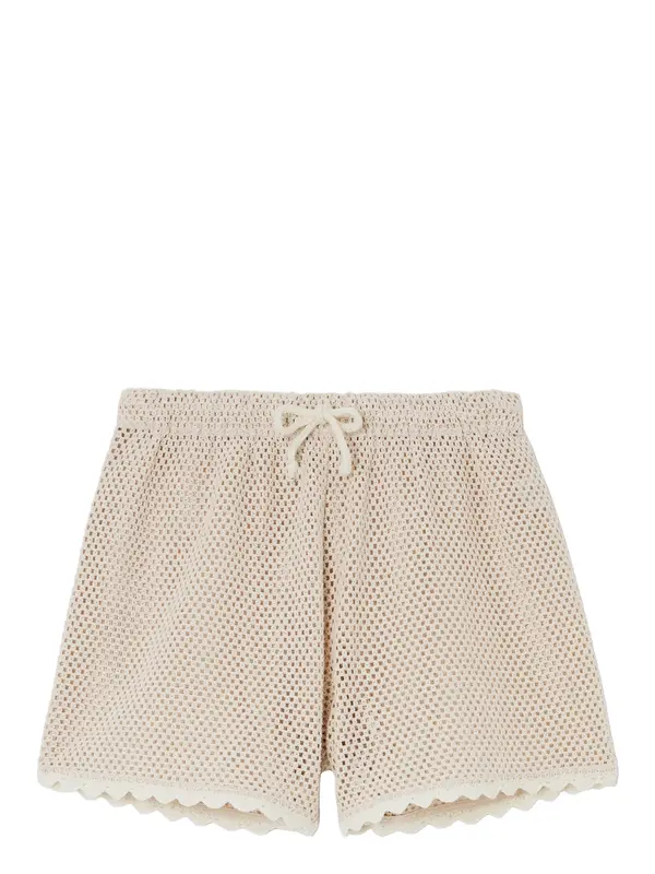 Sea Sally Crocheted Cotton Shorts - Brown