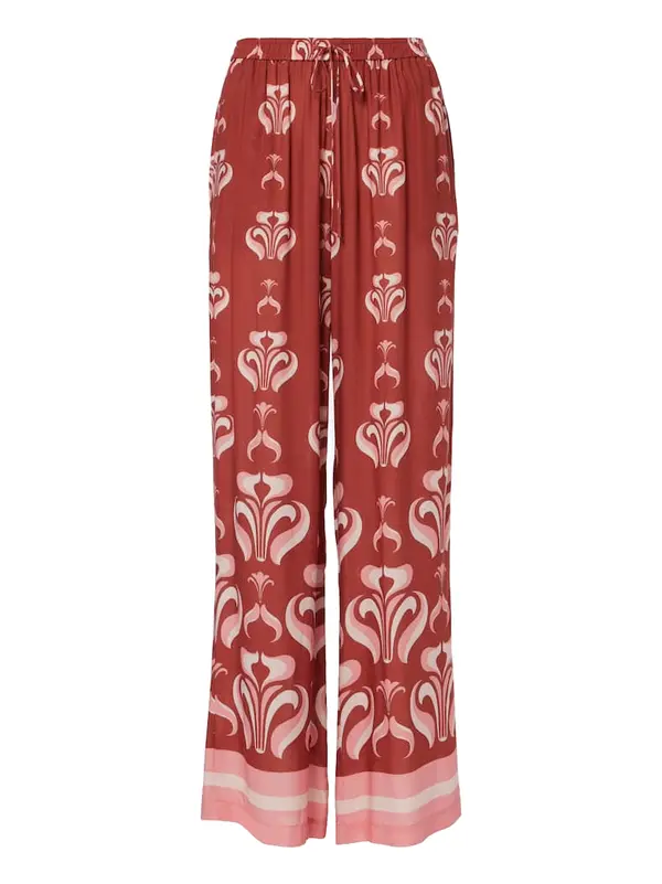 ADRIANA DEGREAS Printed Wide-leg Pants - Blue