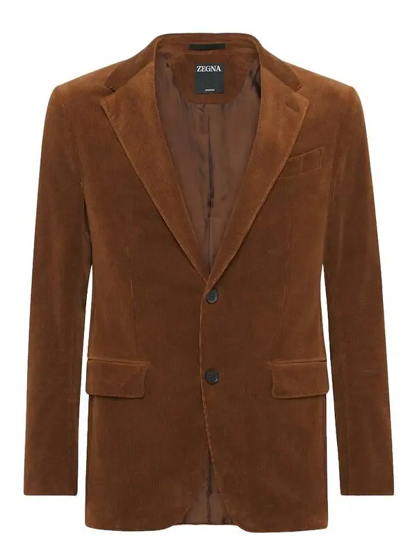 Zegna Cotton And Cashmere Corduroy Blazer - Brown
