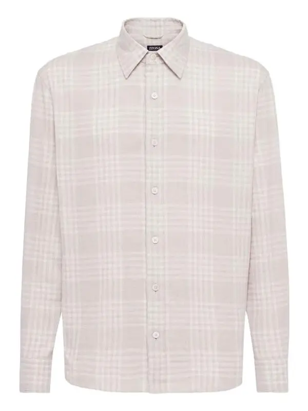 Zegna Checked Cotton Flannel Shirt - Beige