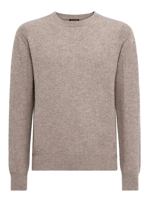 Zegna Ribbed-knit Cashmere Sweater - Beige