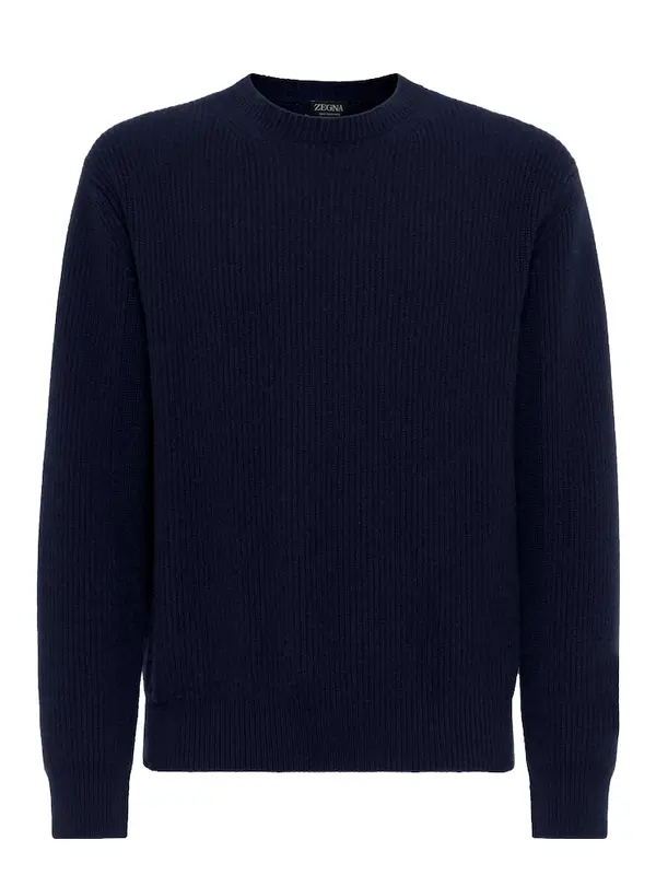 Zegna Ribbed-knit Cashmere Sweater - Blue