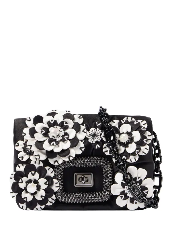 ROGER VIVIER Viv' Choc Floral-appliqué Crossbody Bag - Black
