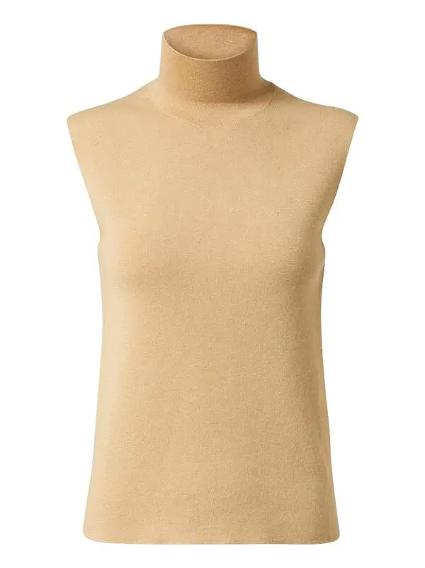 Loro Piana Luciole Cashmere-blend Turtleneck Top - Beige