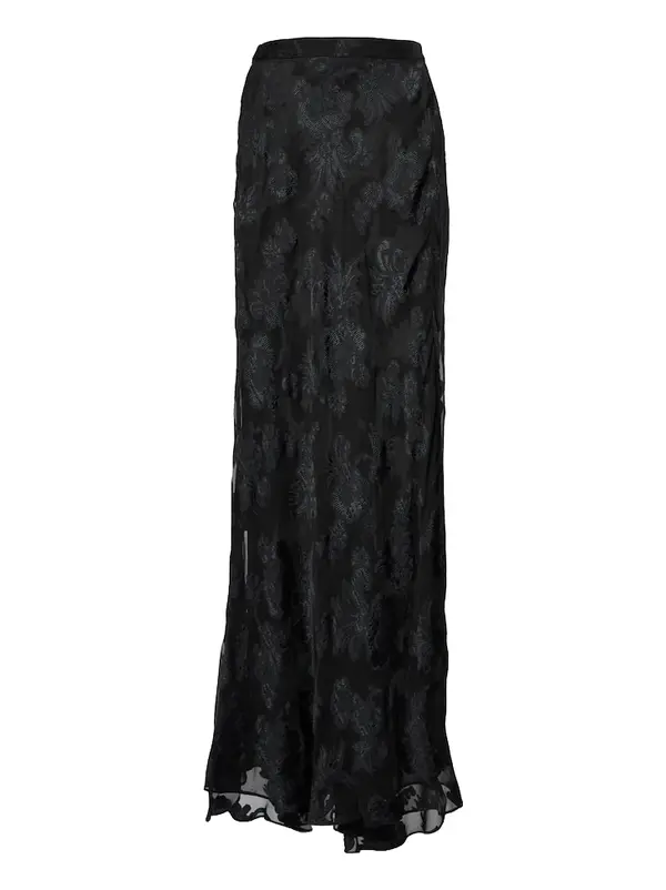 Etro Paisley Satin Maxi Skirt - Black