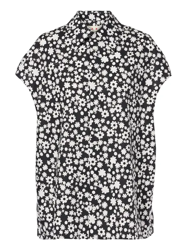 Marni Printed Cotton Poplin Shirt - Black