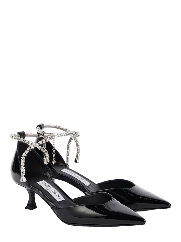 JIMMY CHOO Stevie 30 Embellished Patent Leather Pumps - Black