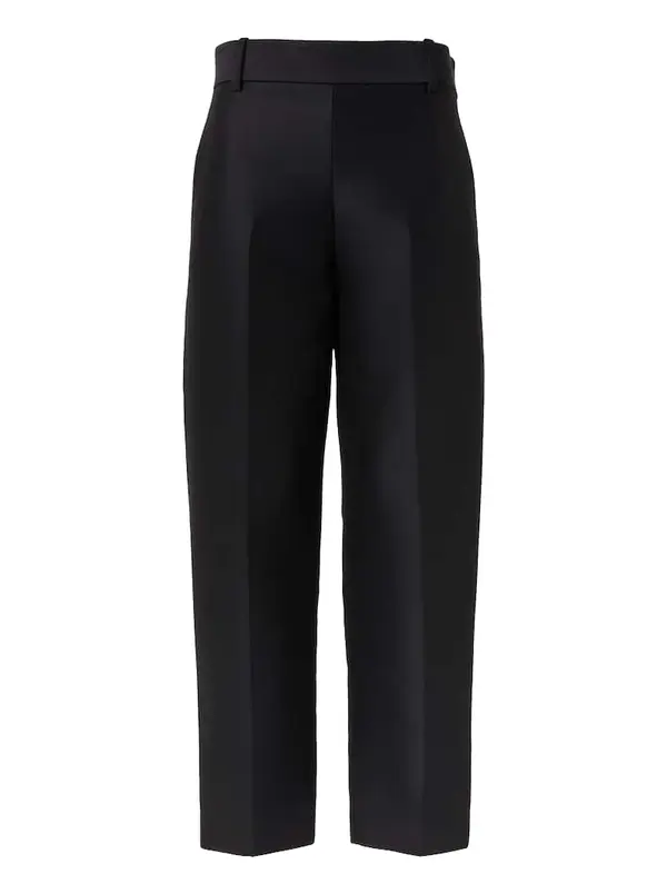 Khaite Cam Wool And Silk Faille Straight Trousers - Black