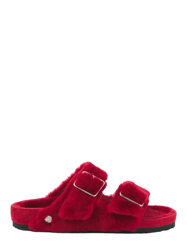 BIRKENSTOCK Arizona 1774 Shearling-lined Suede Sandals - Red
