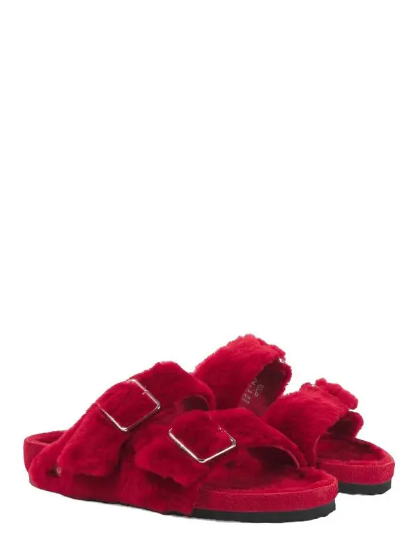 BIRKENSTOCK Arizona 1774 Shearling-lined Suede Sandals - Red
