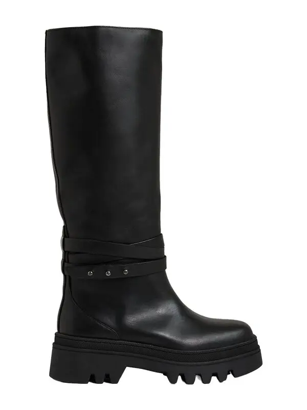 REISS Albany Leather Knee-high Boots - Black