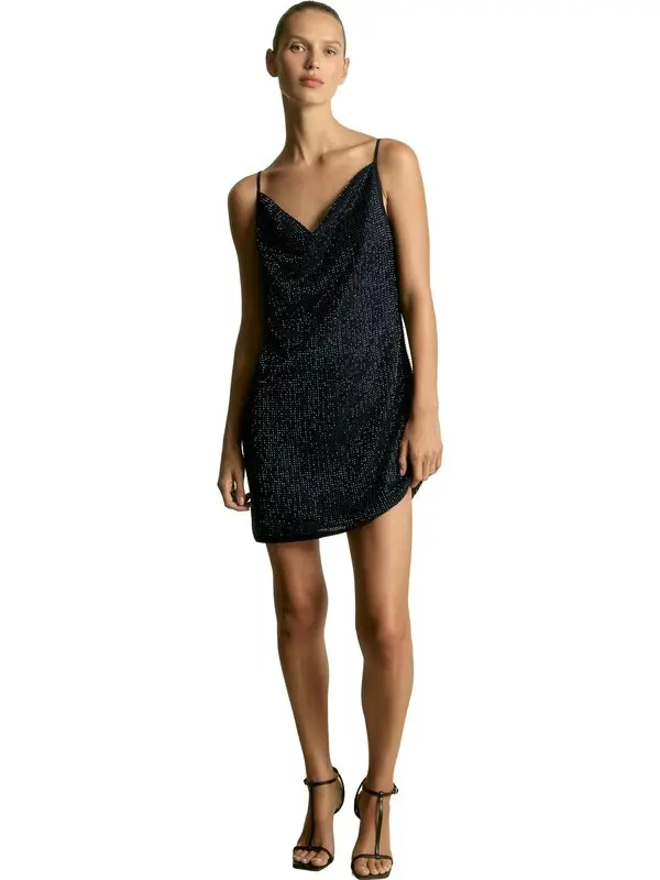 REISS Keeva Beaded Mini Dress - Dark Blue
