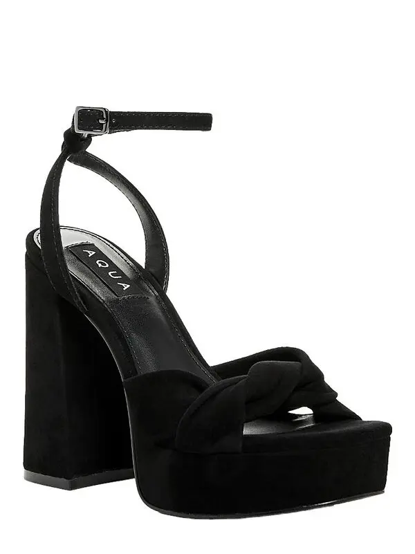 Aqua Pasha Platform Sandals - Black Suede