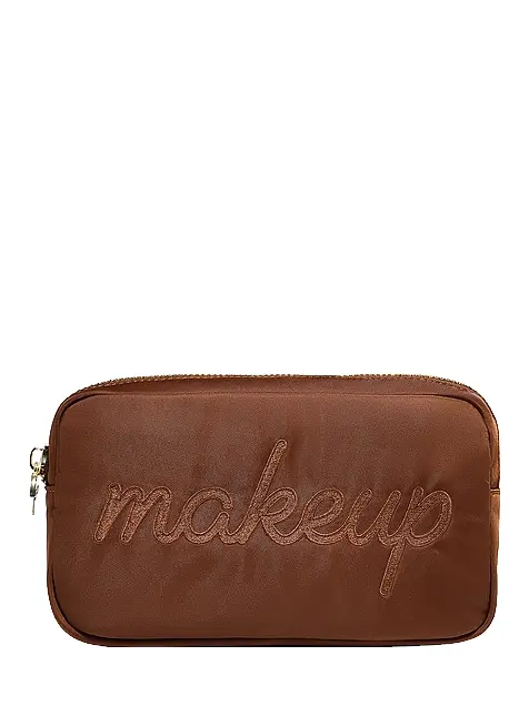 Stoney Clover Lane Makeup Embroidered Small Pouch - Espresso