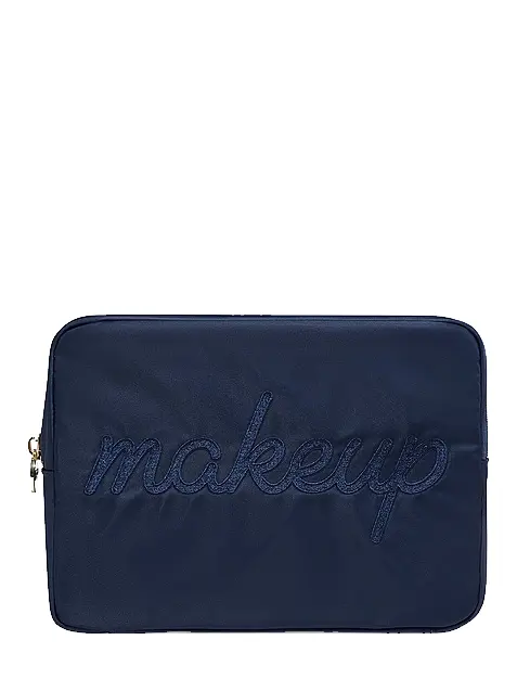 Stoney Clover Lane Makeup Embroidered Large Pouch - Sapphire