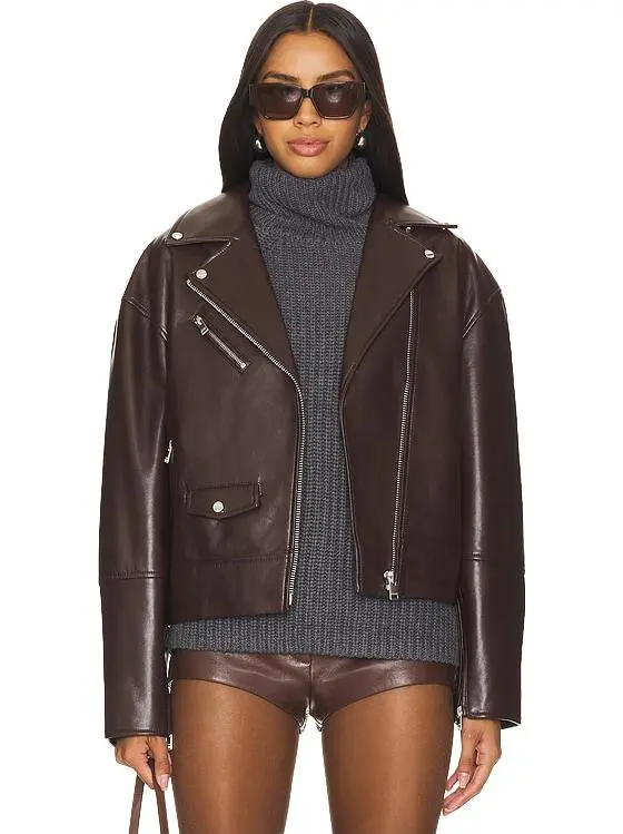 LAMARQUE Andrade Leather Jacket - Mahogany