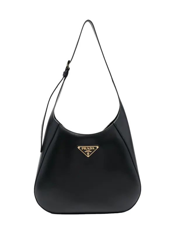 Prada Triangle-logo Leather Shoulder Bag - Black
