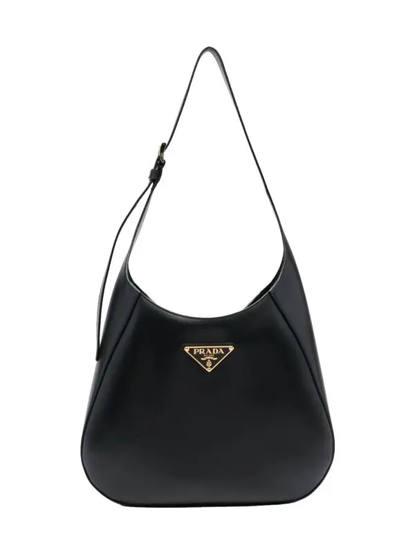 Prada Triangle-logo Leather Shoulder Bag - Black