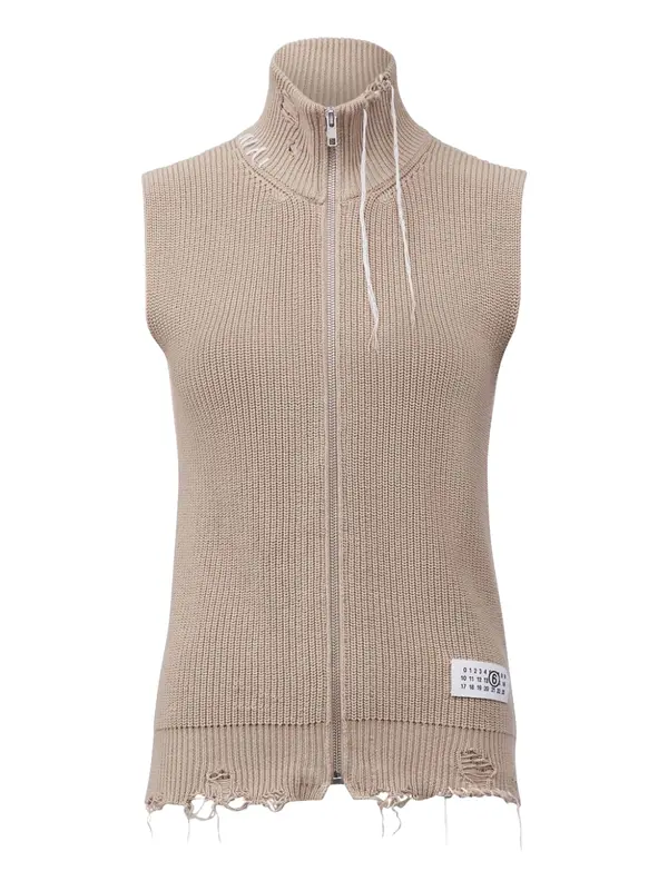 MAISON MARGIELA Zip-up Knitted Top - Neutrals