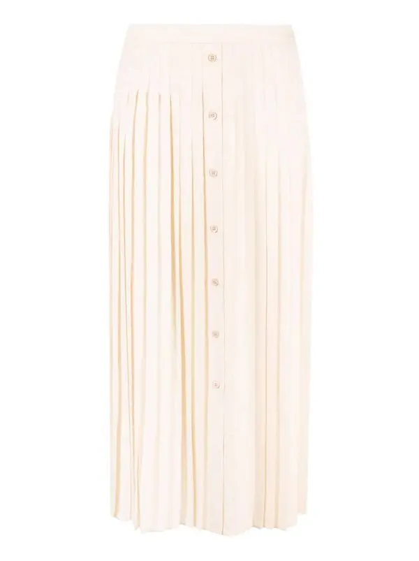 Prada Logo-jacquard Pleated Skirt - Neutrals