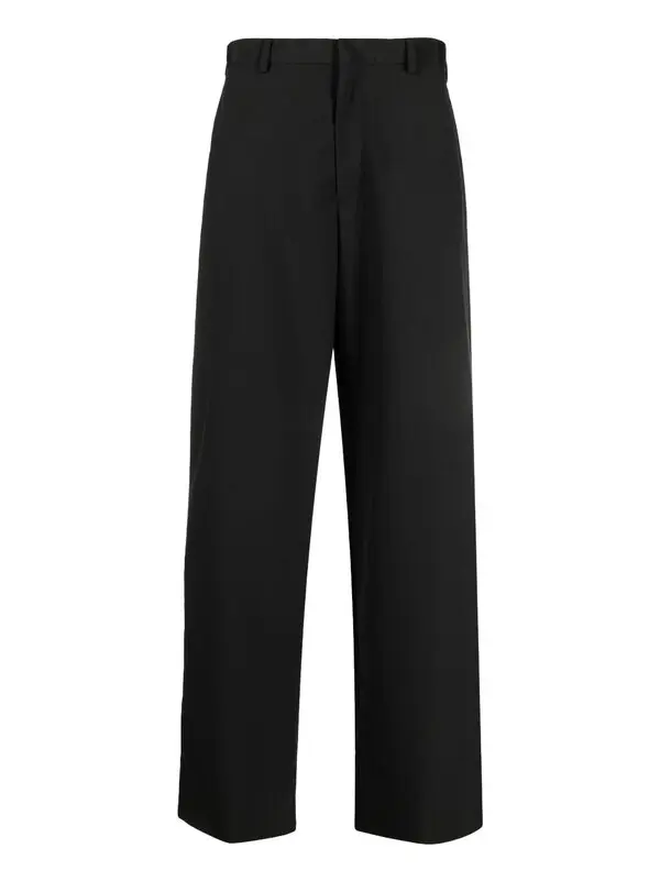 Prada Logo-patch Wide-leg Trousers - Black