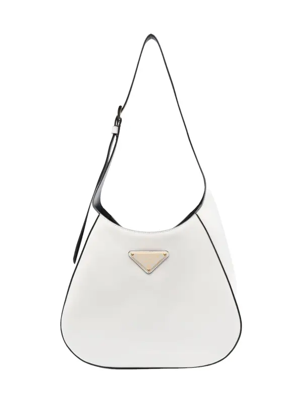 Prada Triangle-logo Leather Shoulder Bag - White