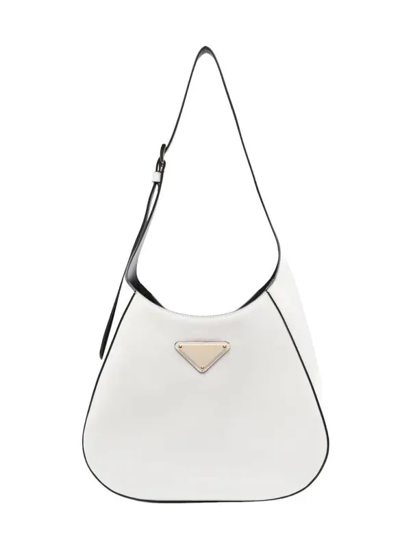 Prada Triangle-logo Leather Shoulder Bag - White