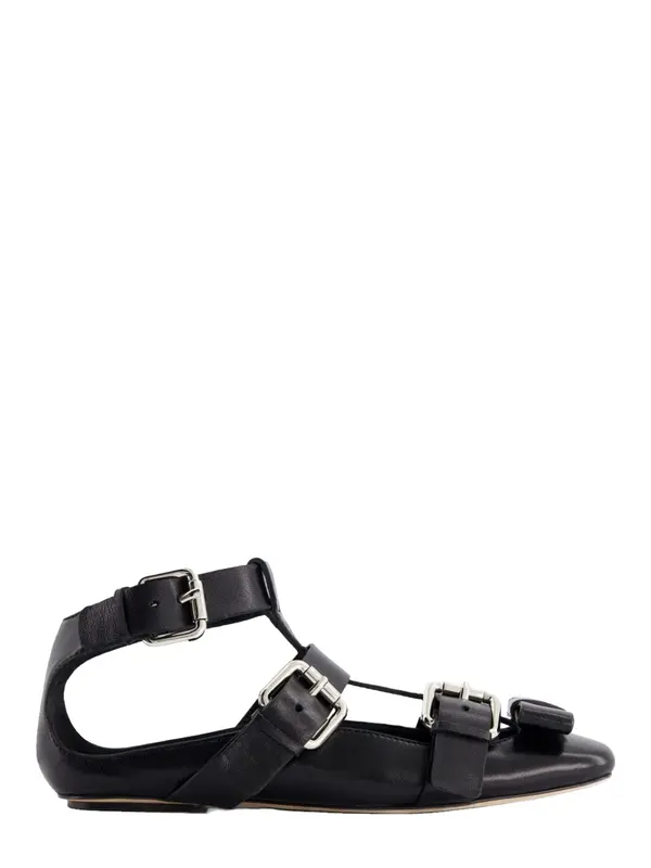 Giambattista Valli Bow-detail Leather Ballet Flats - Black