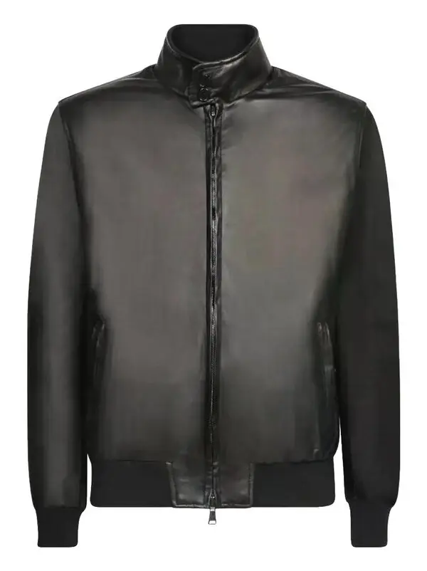 DELL'OGLIO Reversible Leather Bomber Jacket - Black