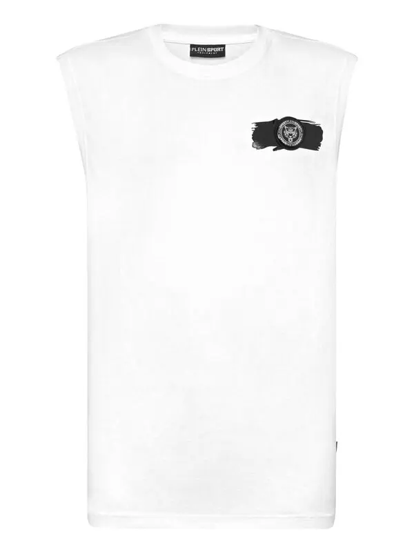 PLEIN SPORT Round-neck Sleeveless T-shirt - White