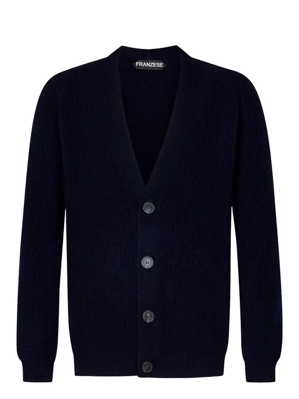 FRANZESE COLLECTION Ribbed Cashmere Cardigan - Blue