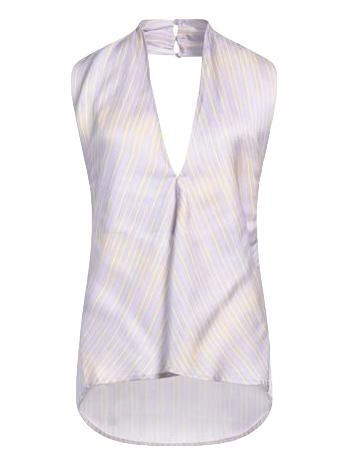 OTTOD'AME Sleeveless Viscose Blend Top With Deep Plunge Neckline And Open Back - Lilac