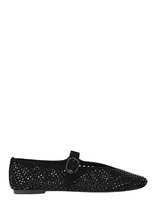 Kurt Geiger Mayfair Crystal-embellished Suede Ballet Flats - Black