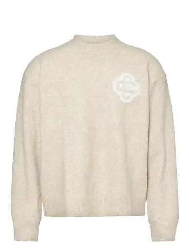 THE COUTURE CLUB Emblem Regular-fit Stretch-knit Jumper - Beige
