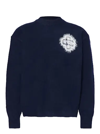 THE COUTURE CLUB Emblem Regular-fit Stretch-knit Jumper - Navy