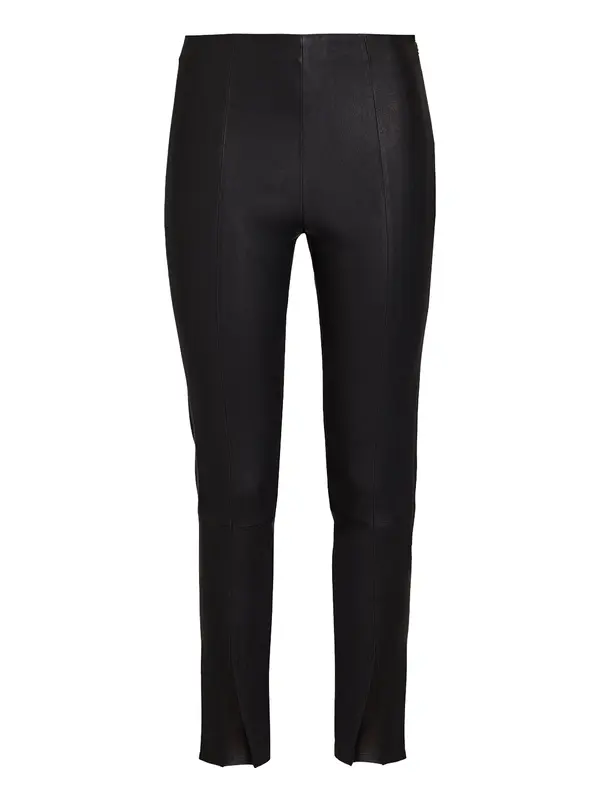Theory Cropped Leather Leggings - Black