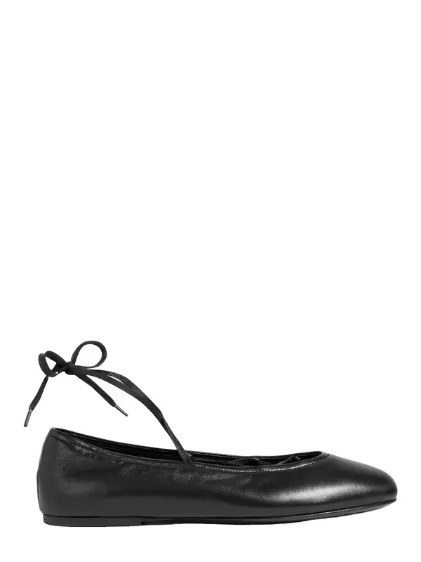 Co Lace-up Leather Ballet Flats - Black