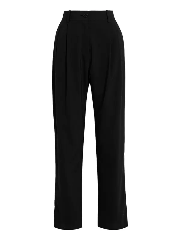 Co Straight-leg Wool-blend Twill Trousers - Black