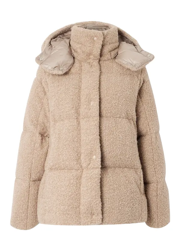 Moncler Appliquéd Quilted Metallic Bouclé Hooded Down Jacket - Neutrals