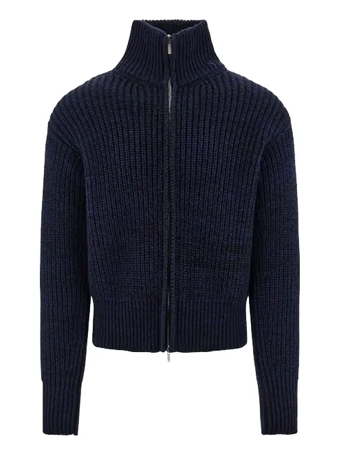 FERRAGAMO Knitted Virgin Wool Blouson - Black