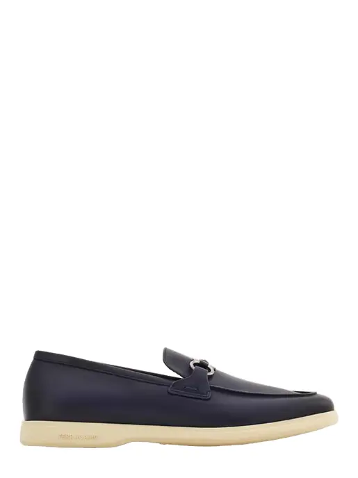 FERRAGAMO Casual Loafer With Gancini Ornament - Blue