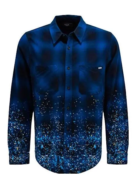 Amiri Crystal Painter Flannel Shirt - Blue/black