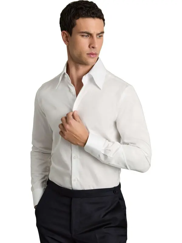 REISS Caldwell Regular-fit Cotton Pin-collar Shirt - White