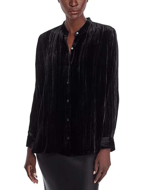 Eileen Fisher Crushed Velvet Shirt - Black