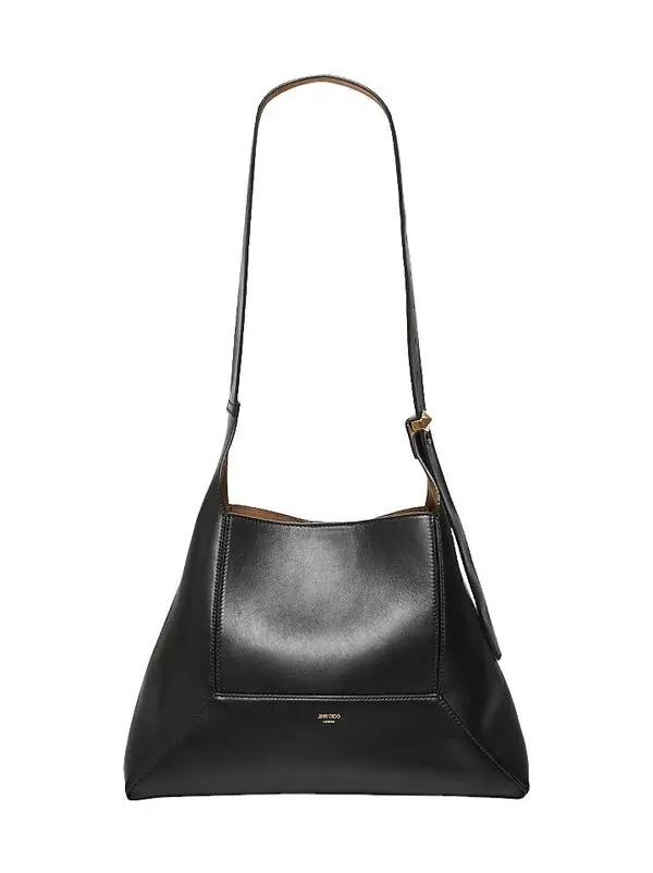 JIMMY CHOO Diamond Hobo Leather Shoulder Bag - Black/gold