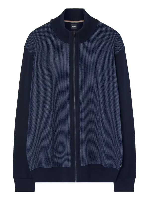BOSS Daveto Virgin Wool Cardigan - Blue